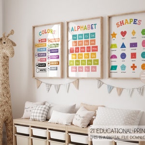 21 Preschool Educational Bundle Posters Set Playroom Rules Sign ...