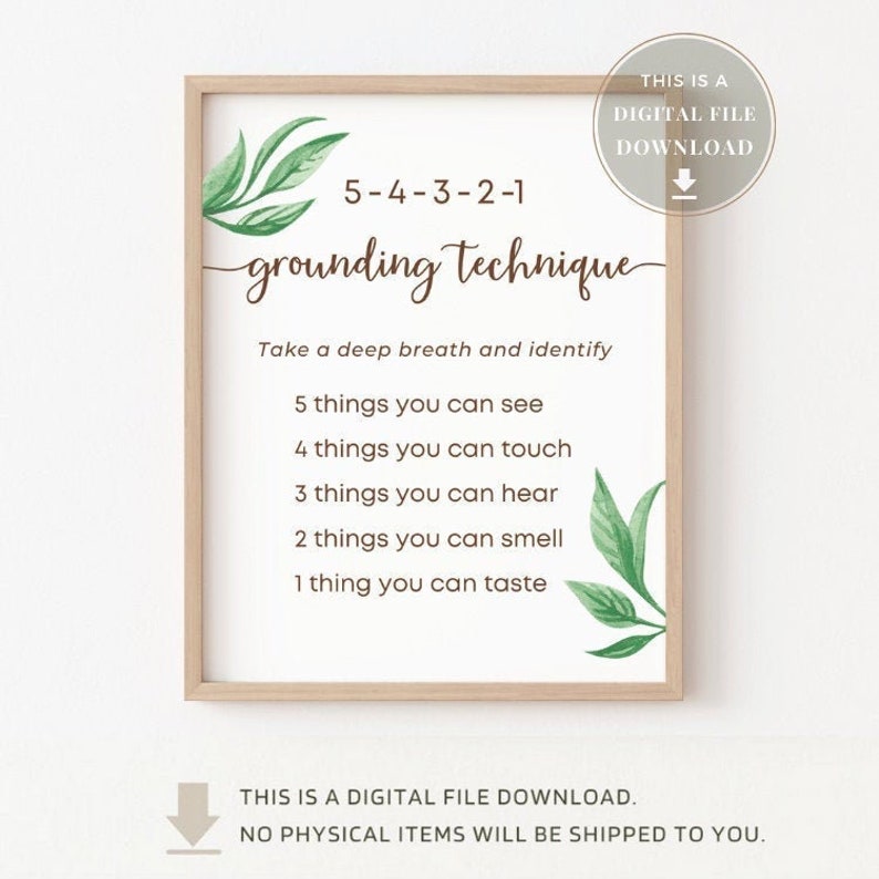 Grounding Technique Poster Psychologist Office Decor Print | Etsy