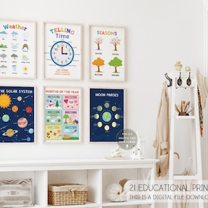 21 Preschool Educational Bundle Posters Set Playroom Rules Sign ...