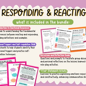 Responding Vs Reacting Worksheets Counseling Activities Therapy Teens ...