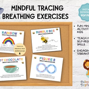 30 Mindfulness Breathing Cards Poster for Kids Mindful Exercises ...