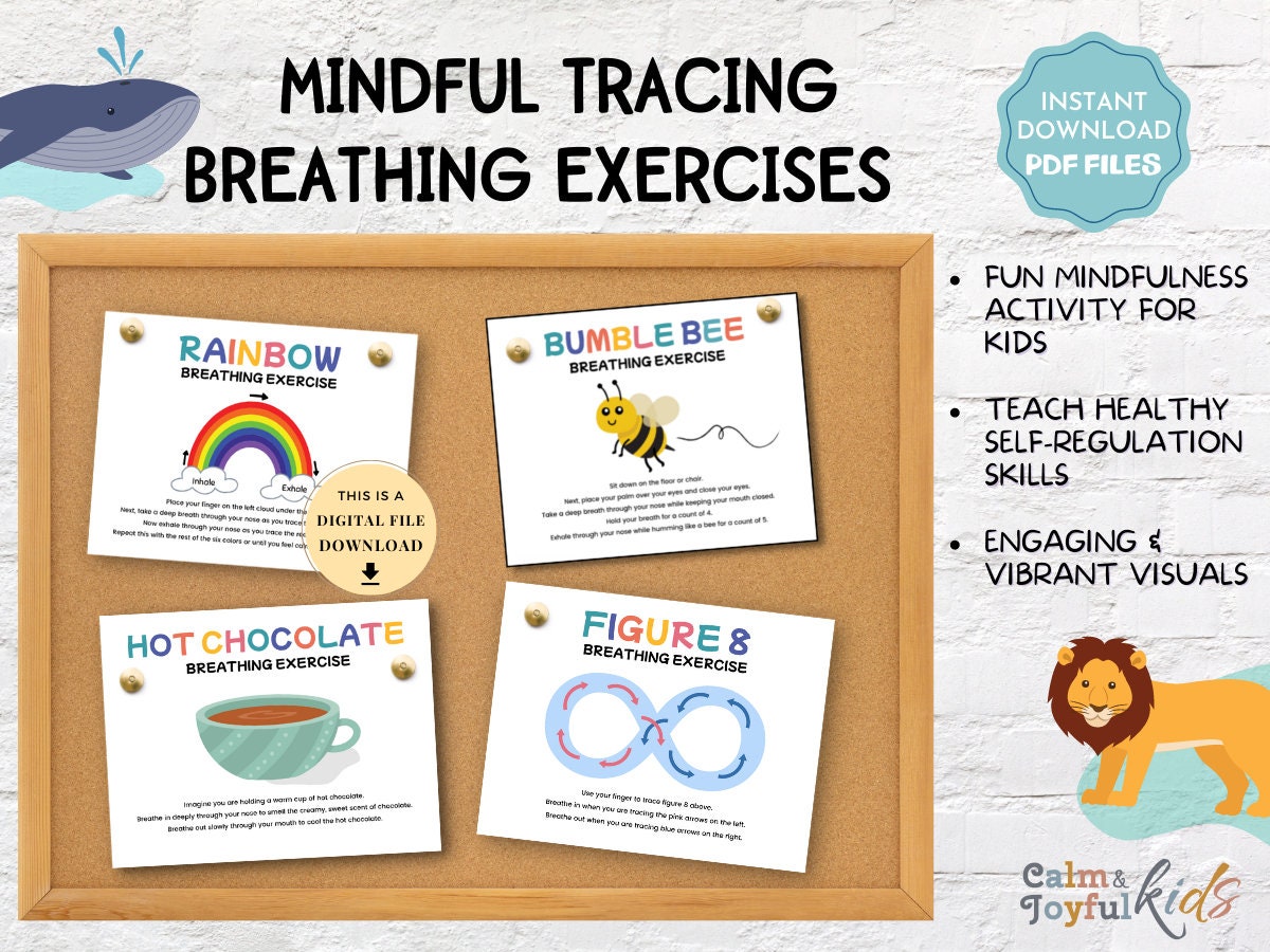30 Mindfulness Breathing Cards Poster for Kids Mindful - Etsy
