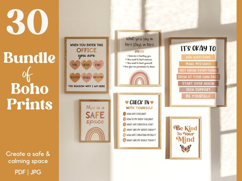 30 Boho School Counselor Posters Decor Social Worker Office Sign Art ...