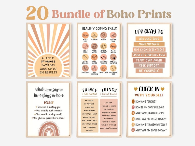 20 Boho Therapy Office Decor Mental Health Poster School - Etsy