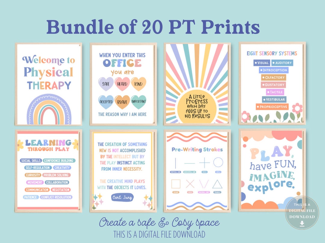 20 Physical Therapy Poster Office Decor PT School Therapist Wall Art ...