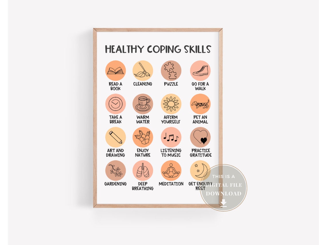 Healthy Coping Skills Poster Counselling Decor Psychology - Etsy