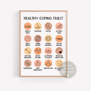 Healthy Coping Skills Poster Counselling Decor Psychology Office Art ...