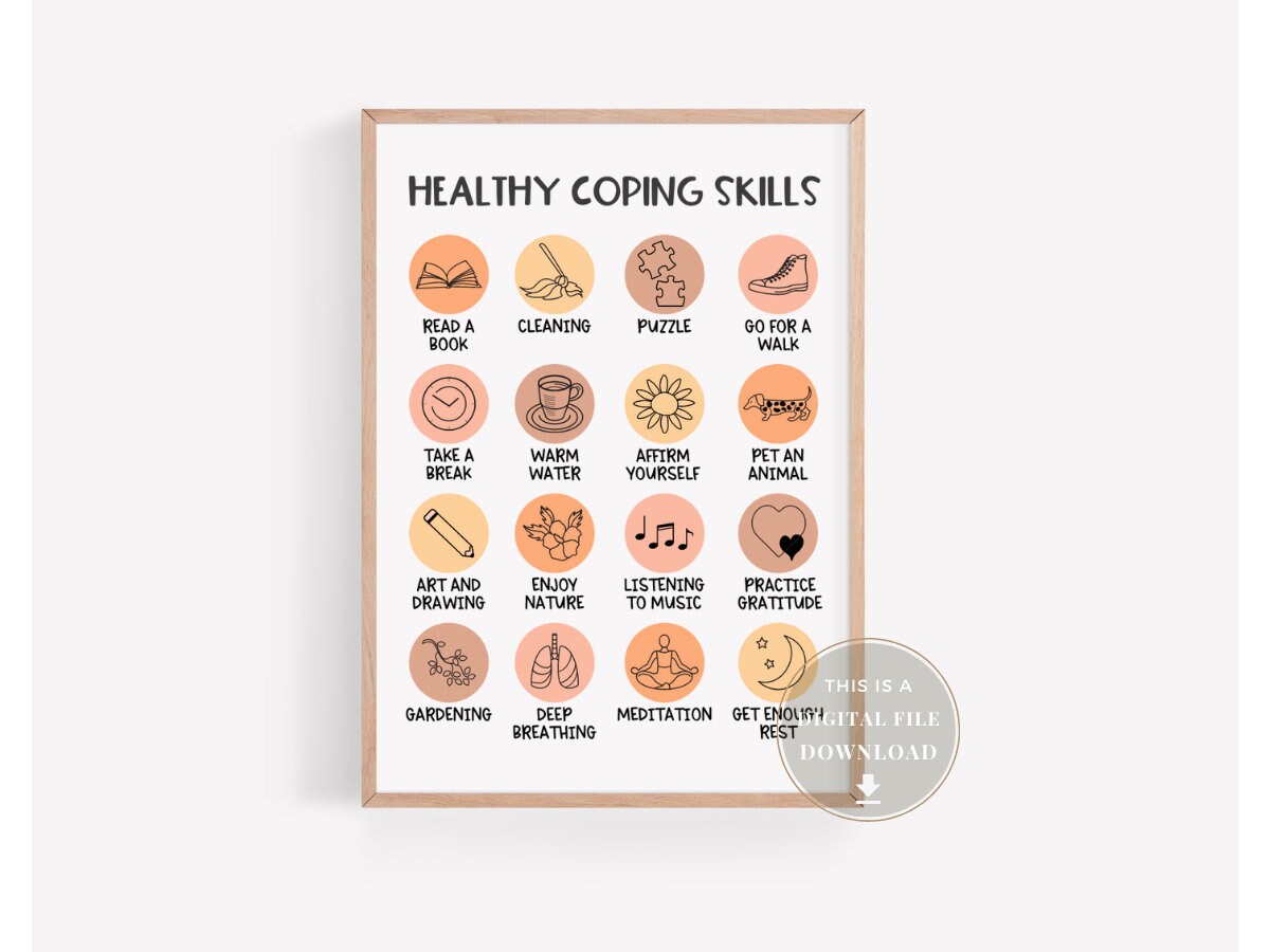 Healthy Coping Skills Poster Counselling Decor Psychology - Etsy