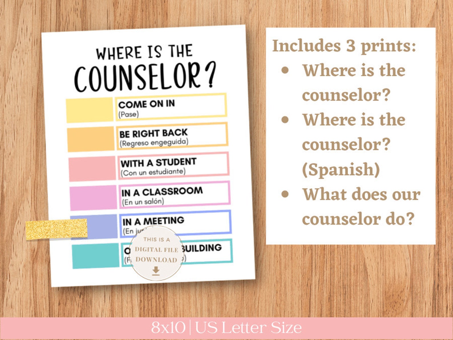 3 School Counseling Door Sign Decor Counselor Poster Wall Art - Etsy