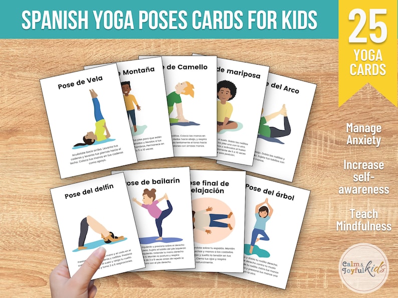 25 Spanish Yoga Poses Cards Classroom Decor Mental Health - Etsy