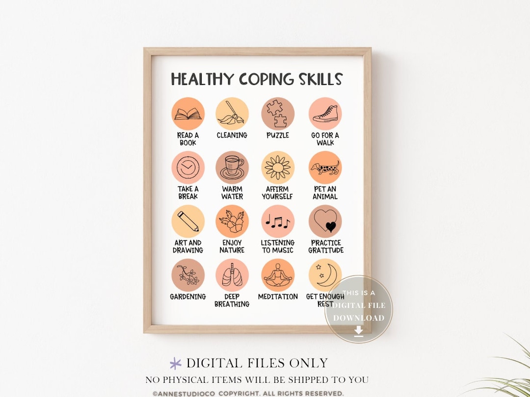 Healthy Coping Skills Poster Counselling Decor Psychology Office Art ...