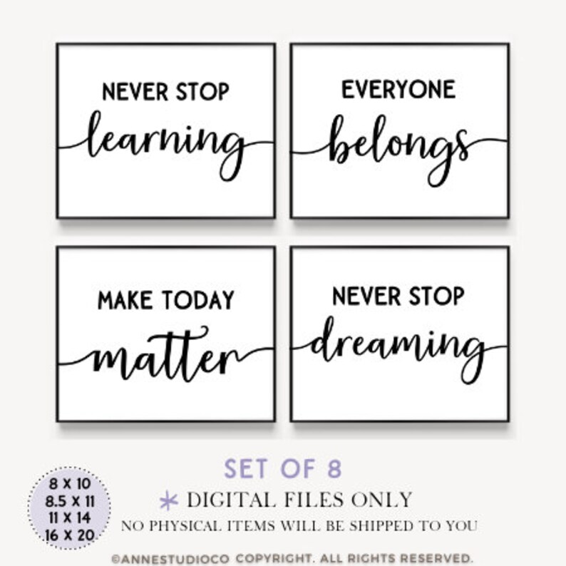 Bundle Set of 8 School Social Work Office Decor Prints - Etsy