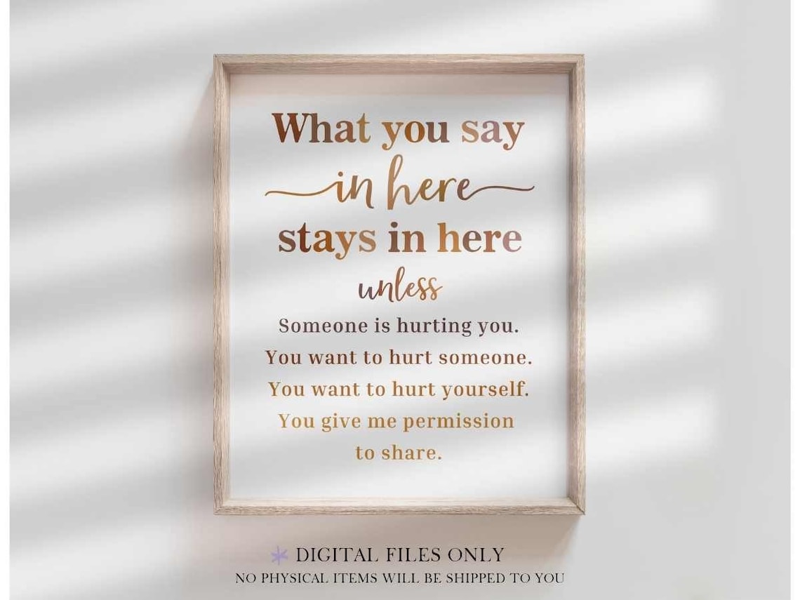 What You Say in Here Stays in Here Unless Poster Confidentiality Sign ...