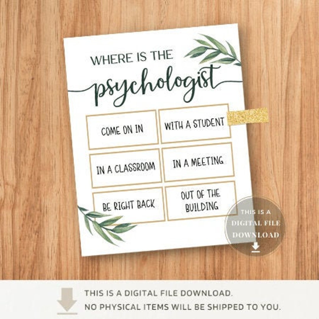School Psychologist Sign Door Office Where is the Psychologist Poster ...