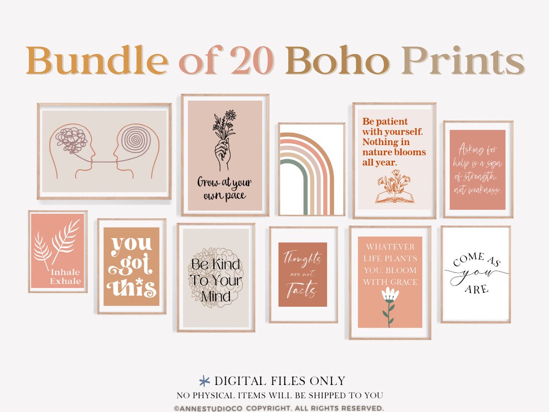 20 Therapy Office Decor Bundle Mental Health Posters Prints School ...