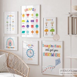 21 Preschool Educational Bundle Posters Set Playroom Rules Sign ...
