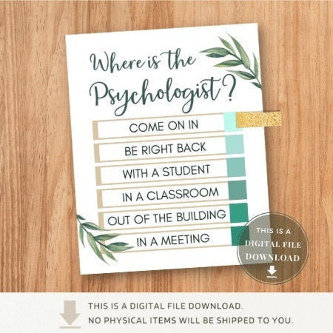School Psychologist Door Sign School Psychology Office Signs Where is ...