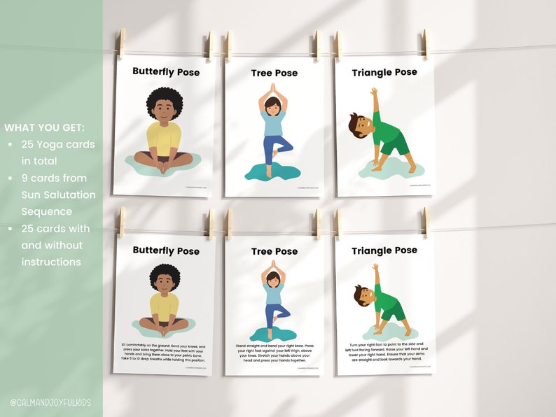 25 Yoga Poses Cards Calm Down Corner Calming Printable Kit - Etsy