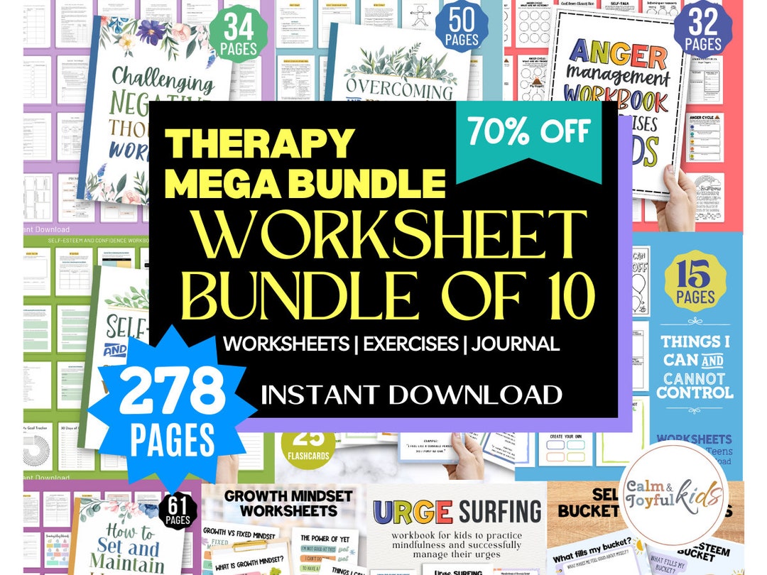 278 Therapist Worksheet Therapy Bundle Social Worker Mental Health ...