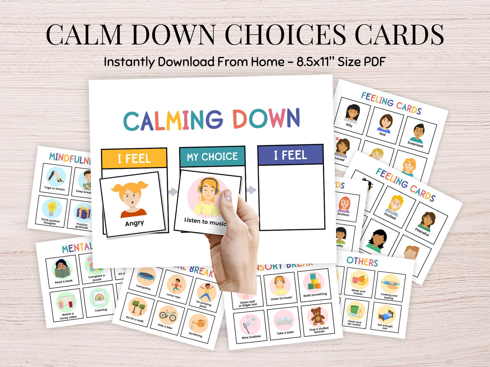 180 Calm Down Corner Kit Calming Posters Sign Decor Breathing Cards ...