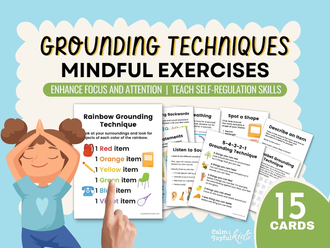 Kids Calm Down Corner Coping Skills Grounding Technique Cards Therapy ...