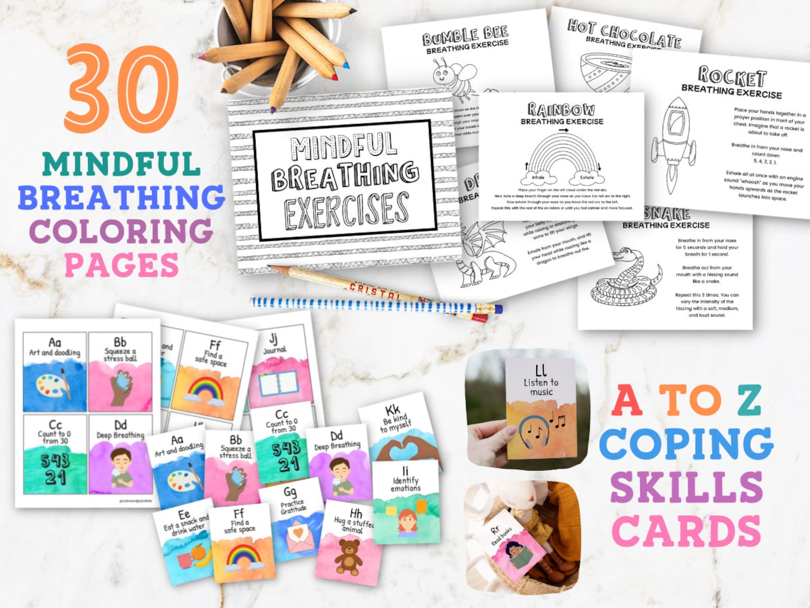 180 Calm Down Corner Kit Calming Posters Sign Decor Breathing Cards ...