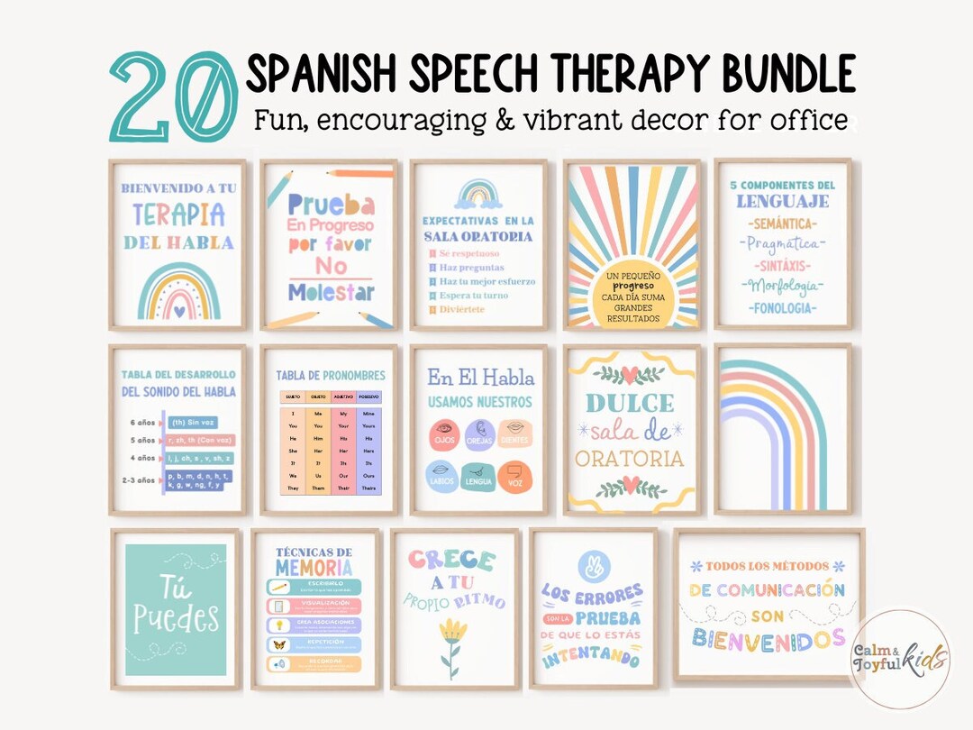 20 Spanish Speech Therapy Room Decor Resources SLP Bundle Office Poster ...