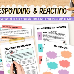Responding Vs Reacting Worksheets Counseling Activities Therapy Teens ...