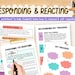 Responding Vs Reacting Worksheets Counseling Activities Therapy Teens ...