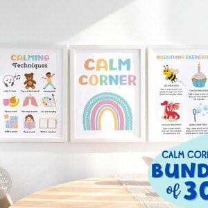 30 Calm Down Corner Posters Sign Kit Calming Decor Print Counselor ...