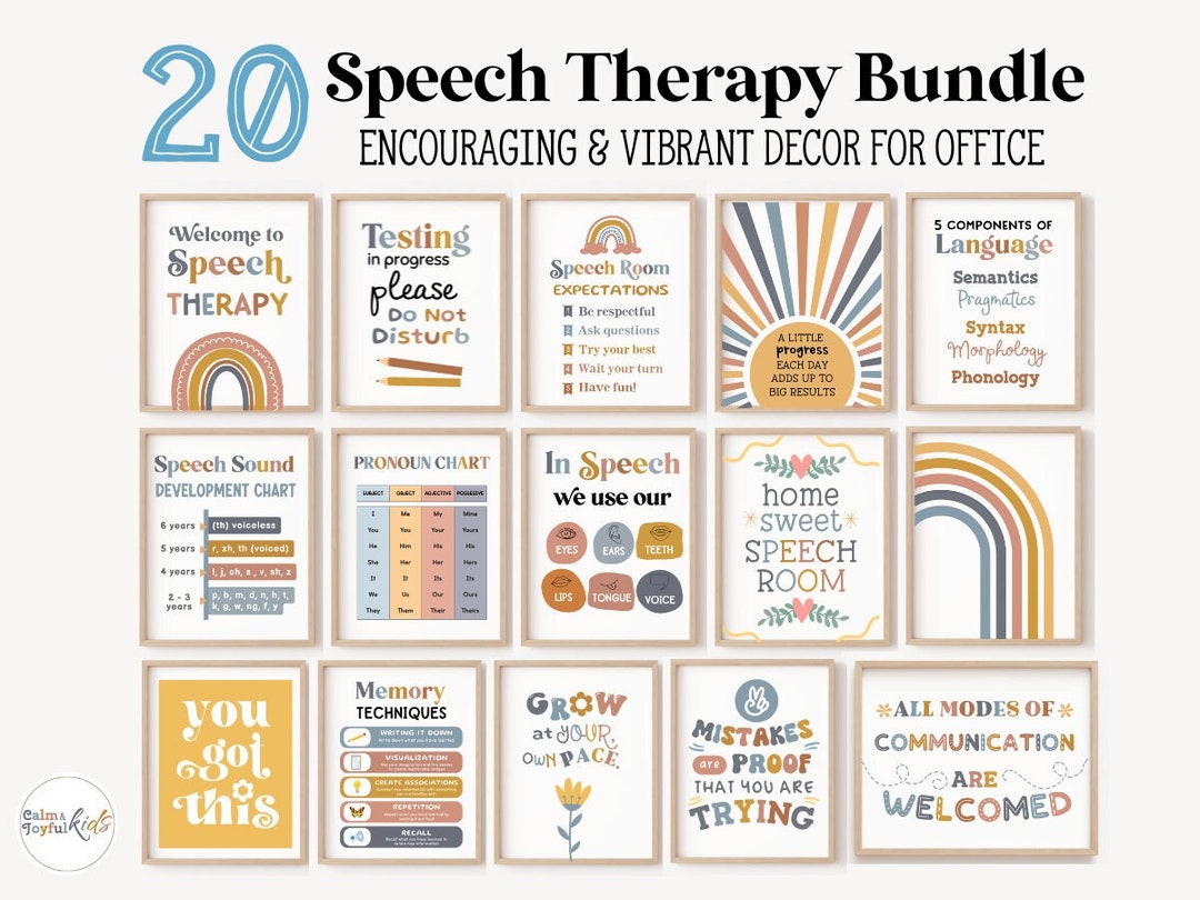 20 Speech Therapy Room Posters SLP Decor Language Pathologist Prints ...