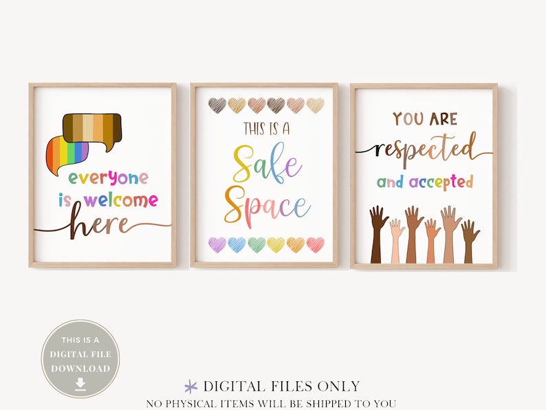 Set 12 Pride Month Sign Poster Decor LGBTQ Decorations Inclusive Wall ...