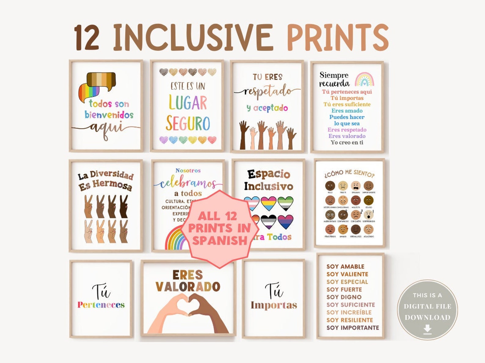 12 Spanish Inclusion Posters School Counselor Office Decor - Etsy