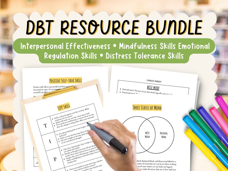 DBT Worksheets Bundle DBT Tools Therapy Resource Workbook Emotional ...