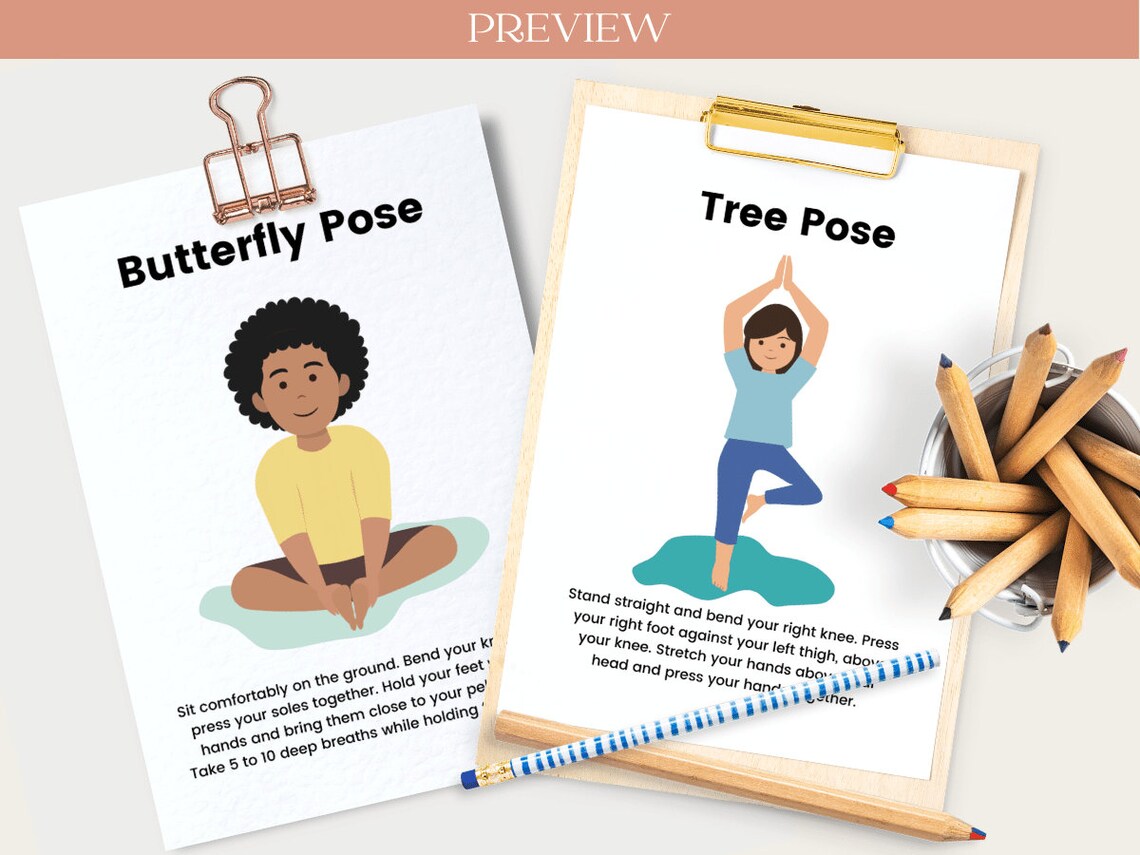 25 Yoga Poses Cards Social Emotional Learning Posters Bulletin - Etsy