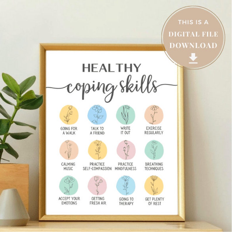 Coping Skills Poster Counselor Decor Therapist Office Wall Art - Etsy