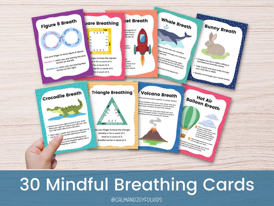 Breathing Cards Calm Down Corner Printable Counselor Posters Decor ...