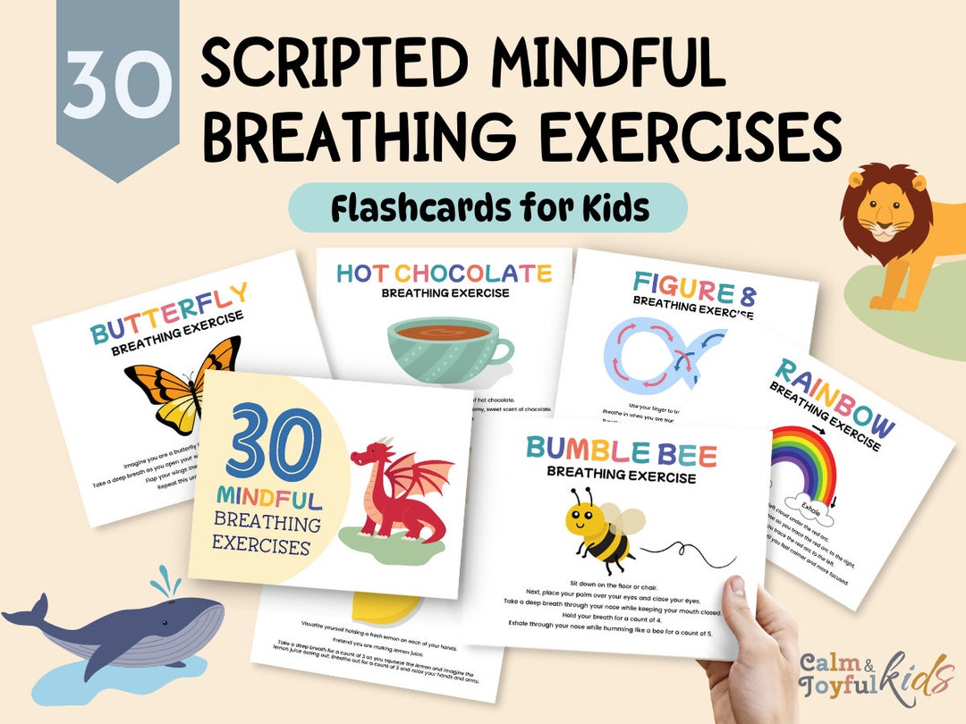 30 Mindfulness Breathing Cards Poster for Kids Mindful Exercises ...