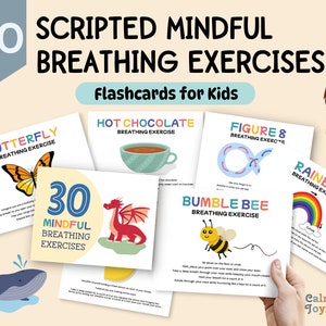 30 Mindfulness Breathing Cards Poster for Kids Mindful Exercises ...