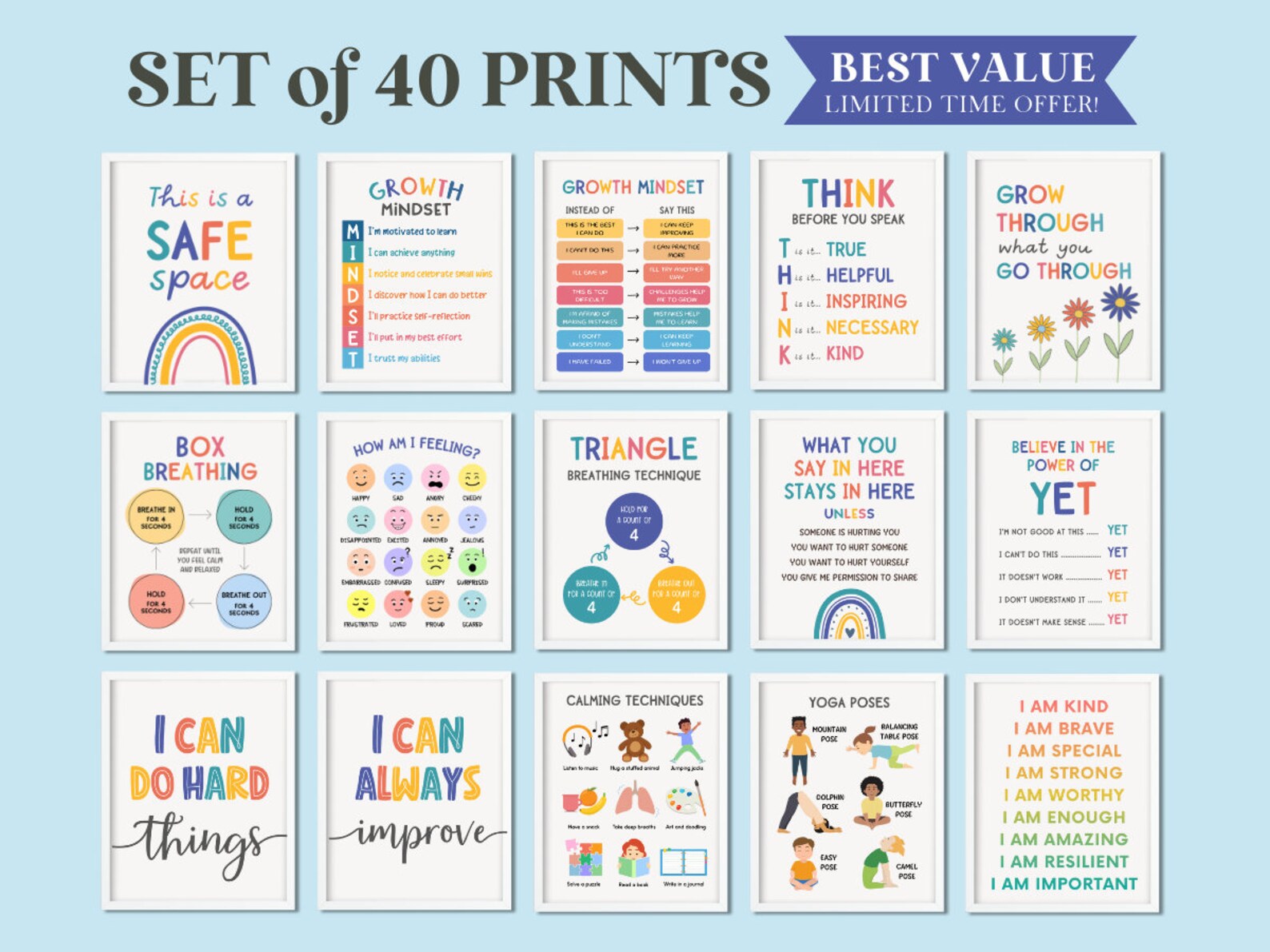 40 Calming Corner Poster Classroom Calm Down Printable Decor - Etsy