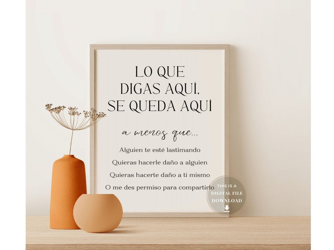 Spanish Confidentiality Poster Sign Counseling Office Decor Social ...
