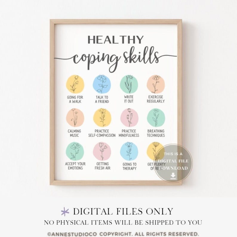 Coping Skills Poster Counselor Decor Therapist Office Wall Art - Etsy