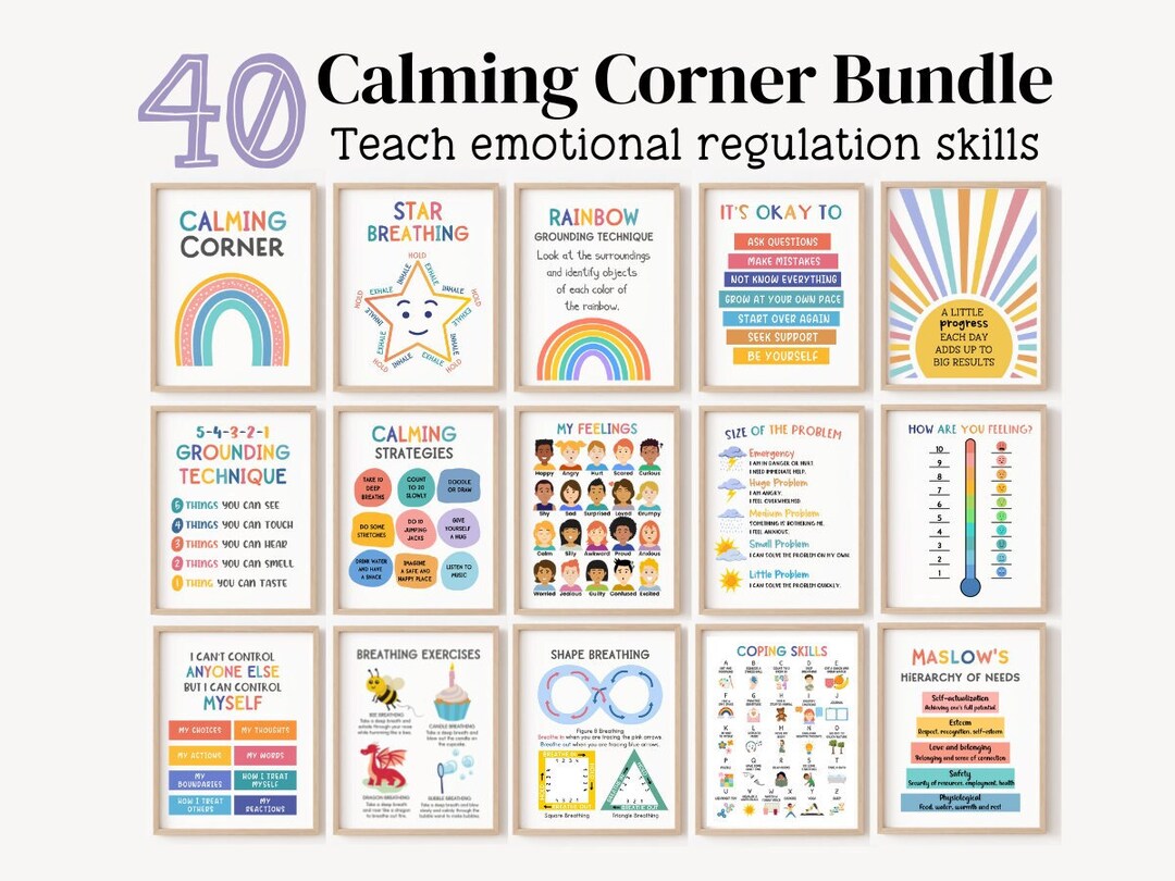 40 Calm Down Corner Posters Sign Kit Calming Decor Print Educational ...