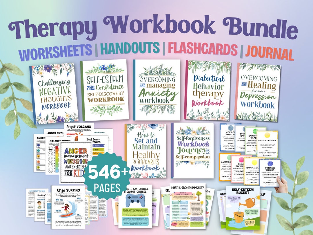 546 Therapy Worksheet Counseling Bundle Mental Health Workbook Trauma ...