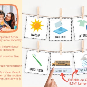 Bedtime Routine Checklist Morning Chart Editable Board Kids Visual ...
