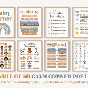 50 Calm Corner Posters Toddler Sign Feelings Thermometer Chart Emotions ...
