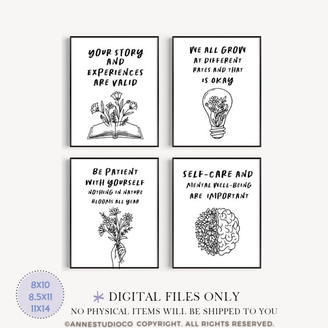 Bundle Set of 4 Psychotherapy Office Art Social Worker Posters ...