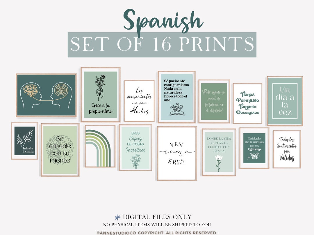 16 Spanish Therapy Prints Therapist Office Decor Counseling Posters ...