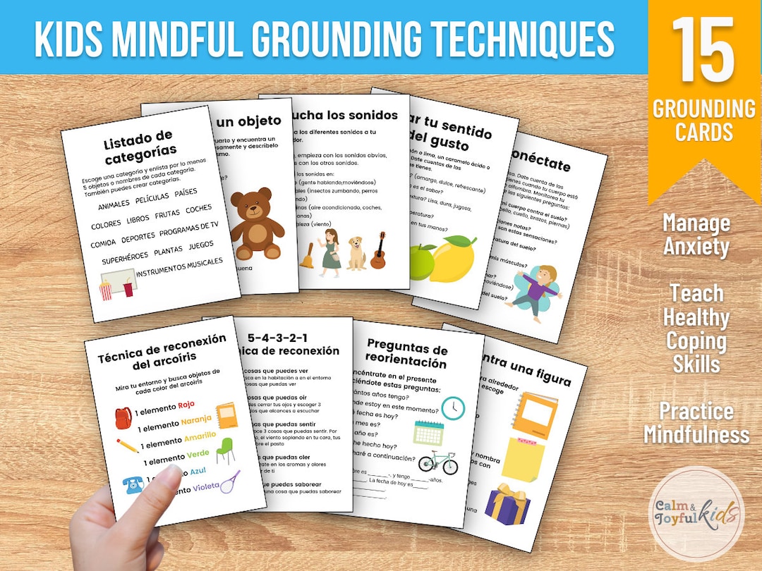 15 Spanish Anxiety Coping Skills Cards Grounding Technique Kids for ...