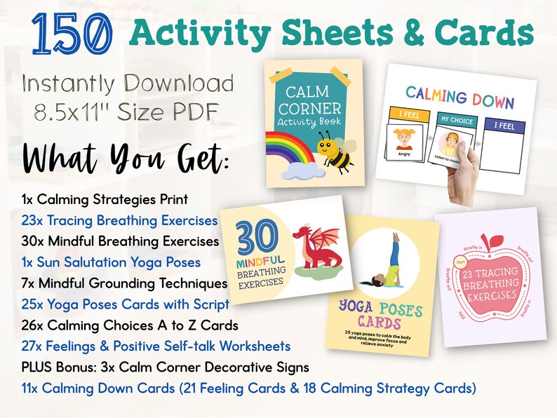 180 Calm Down Corner Kit Calming Posters Sign Decor Breathing - Etsy